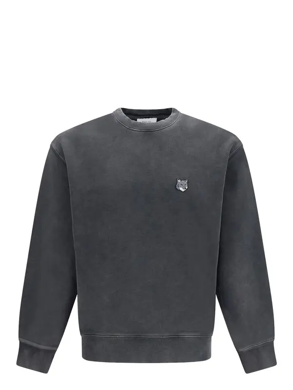 Maison Kitsuné Crewneck Sweater With Fox Head Logo - Grey