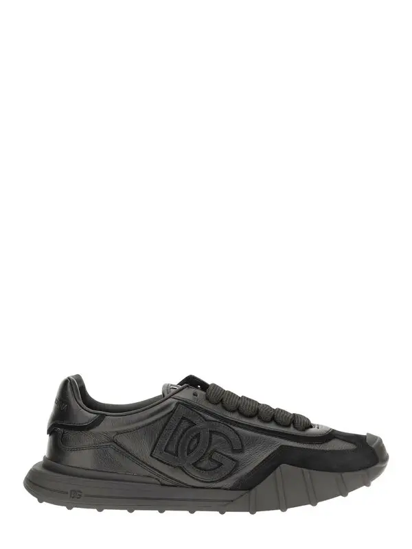 Dolce & Gabbana Athletic Fabric And Leather Lace-up Sneakers - Black