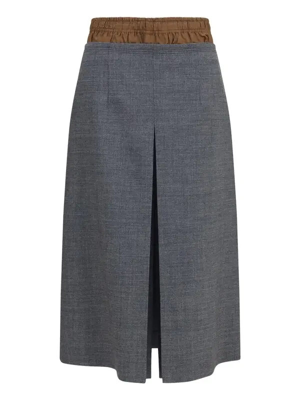 Prada Midi Skirt With Topstitching - Grey