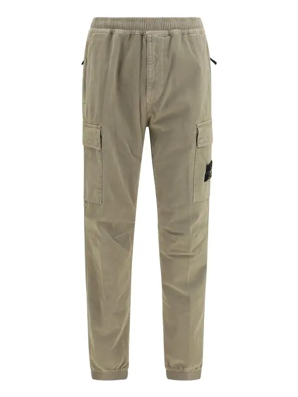 Stone Island Cargo Pants With Elasticated Cuffs - Khaki