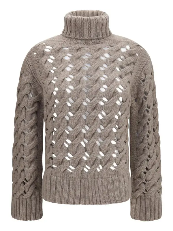 P.a.r.o.s.h Perforated Turtleneck Sweater - Beige