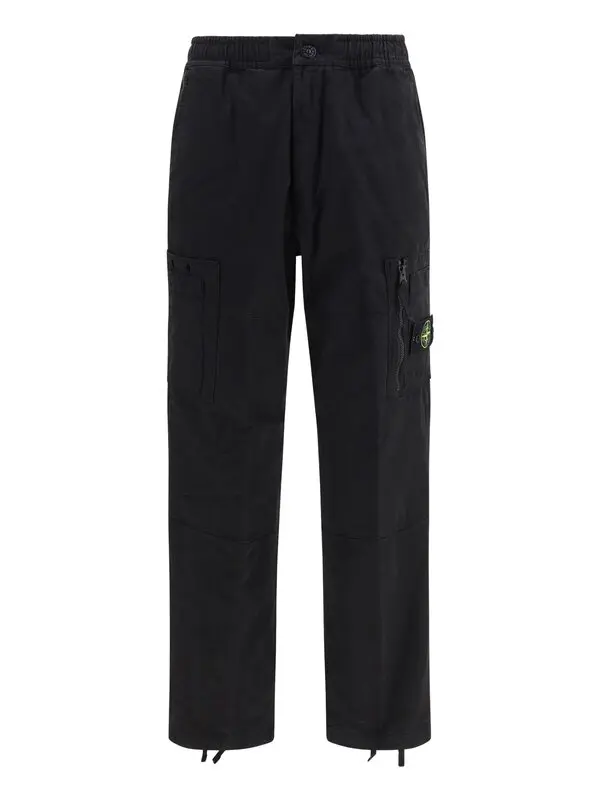 Stone Island Garment-dyed Cotton Cargo Pants - Black