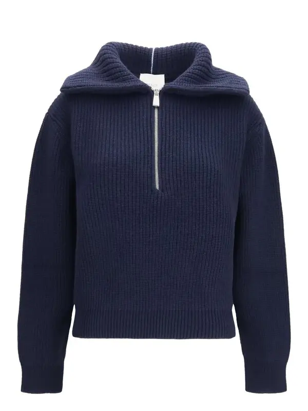 Malo High-neck Zip Sweater - Blue