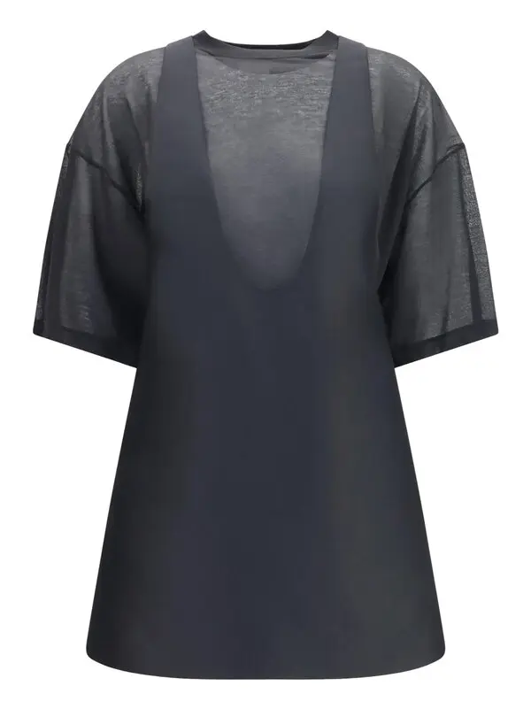 Balenciaga Hybrid Dress With Sheer T-shirt - Black