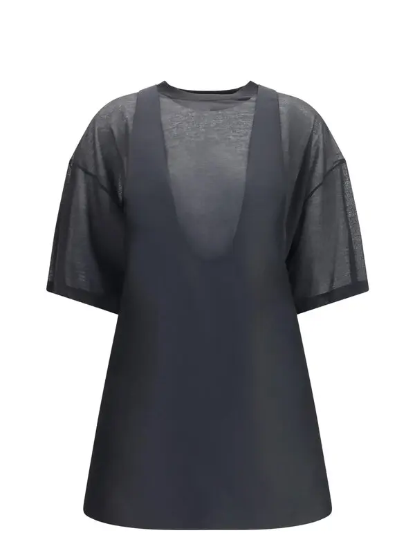 Balenciaga Hybrid Dress With Sheer T-shirt - Black