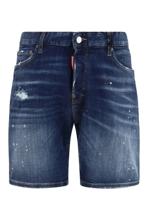 Dsquared2 Distressed Denim Bermuda Shorts - Blue