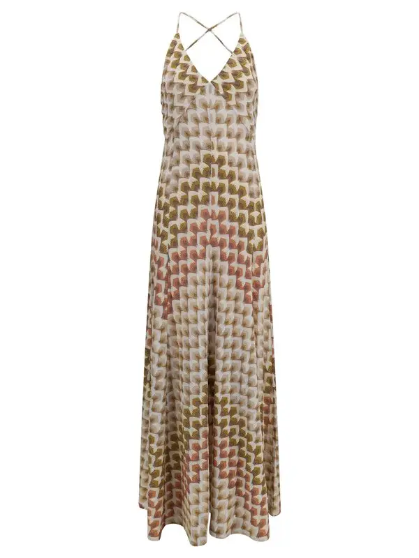 Missoni Long Lamé Viscose Dress With Crossed Straps - Multicolour