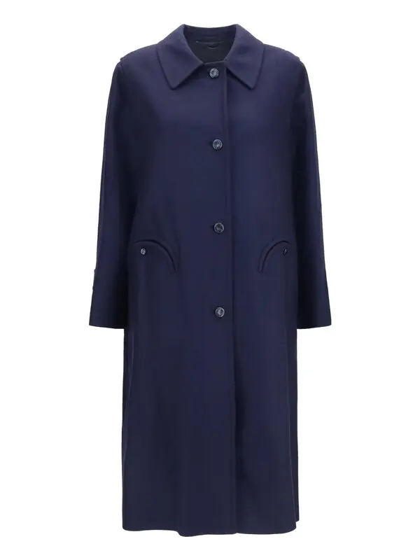 BLAZÉ MILANO Woolly Wool Trench Coat - Blue