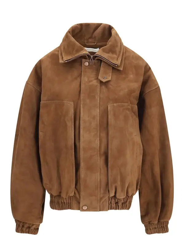 Magda Butrym Suede Bomber Jacket - Brown