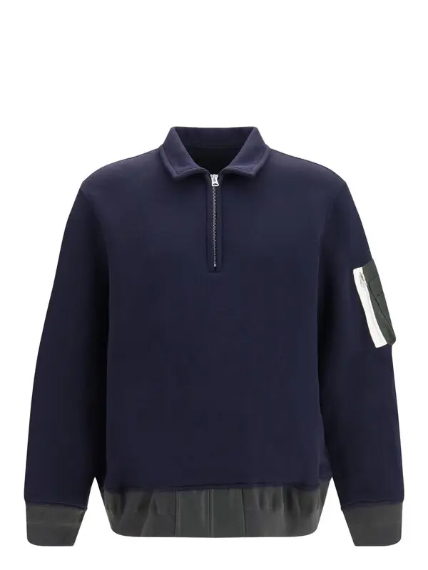 Sacai Terry Cloth Zip Polo - Blue