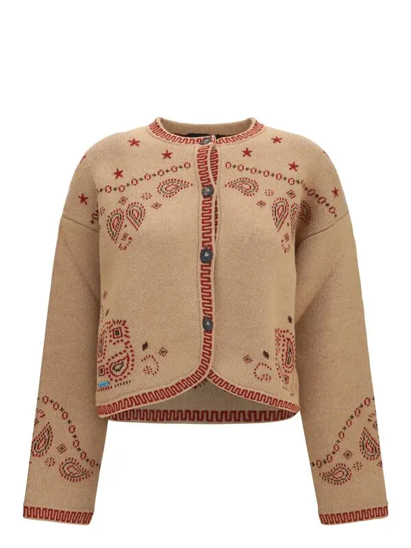 Alanui Bandana Jacquard Knit Cardigan - Brown