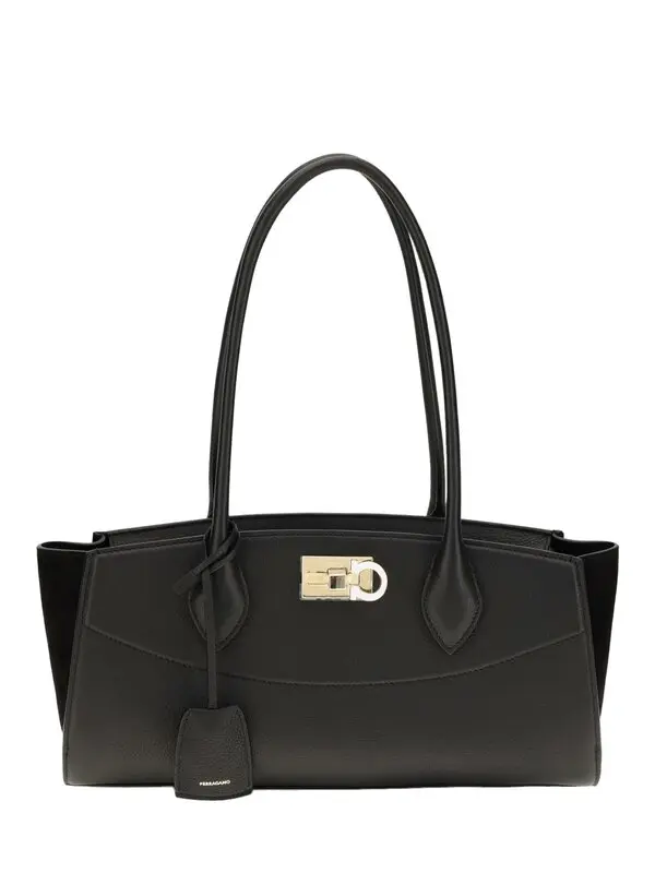 FERRAGAMO Studio Soft East West Shoulder Bag - Black