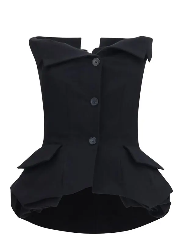 Magda Butrym Cotton Bustier Corset Top - Black