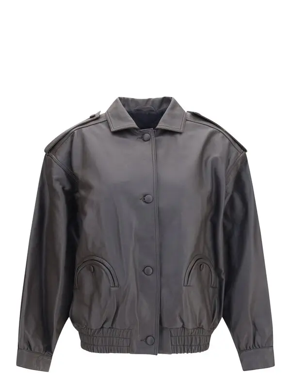 BLAZÉ MILANO Charlie Ares Leather Bomber Jacket - Black