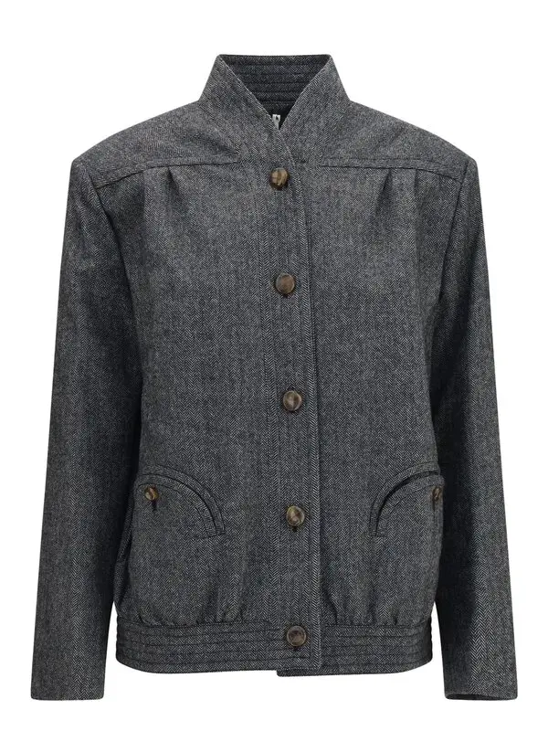 BLAZÉ MILANO Coiba Herringbone Wool Blend Jacket - Grey