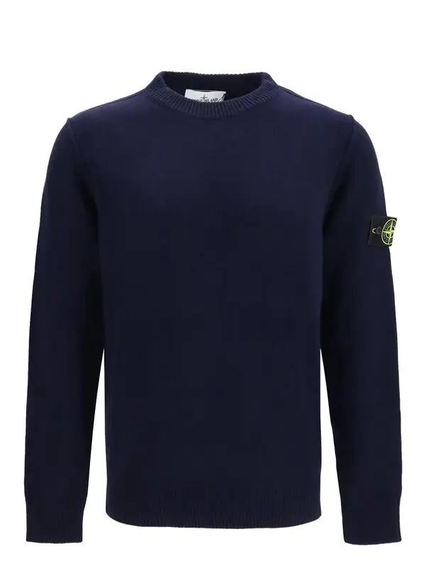 Stone Island Sweater Crewneck With Logo Patch On The Sleeve Ale - Black