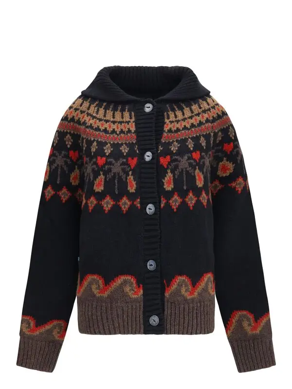 Alanui Sweet Winter Cardigan With Shawl Collar And Printed Details - Multicolour