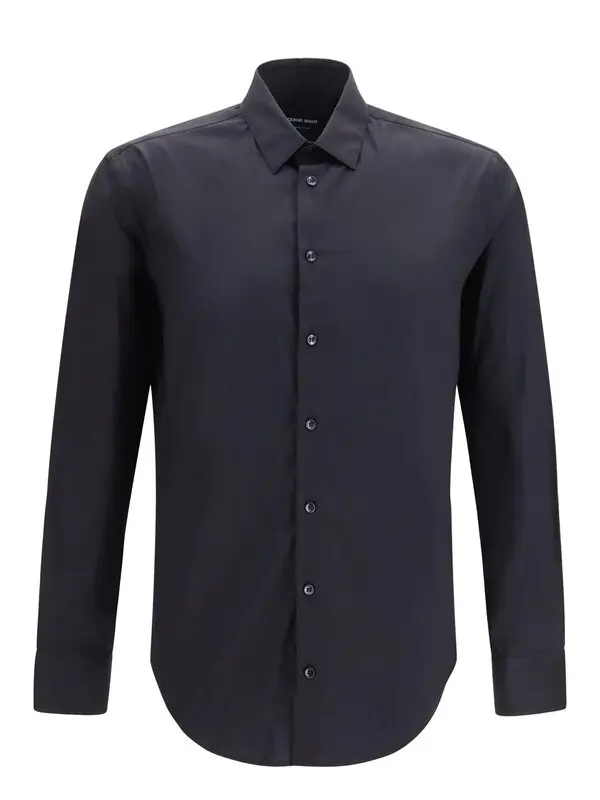 Giorgio Armani Shirt Slim Fit In Stretch Cotton Poplin - Black