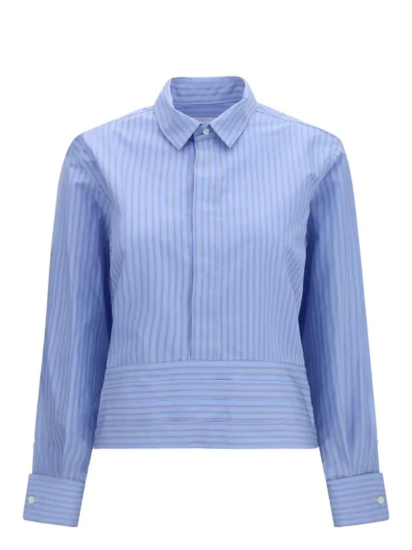 Sacai Cotton Poplin Shirt With Belt - Light Blue