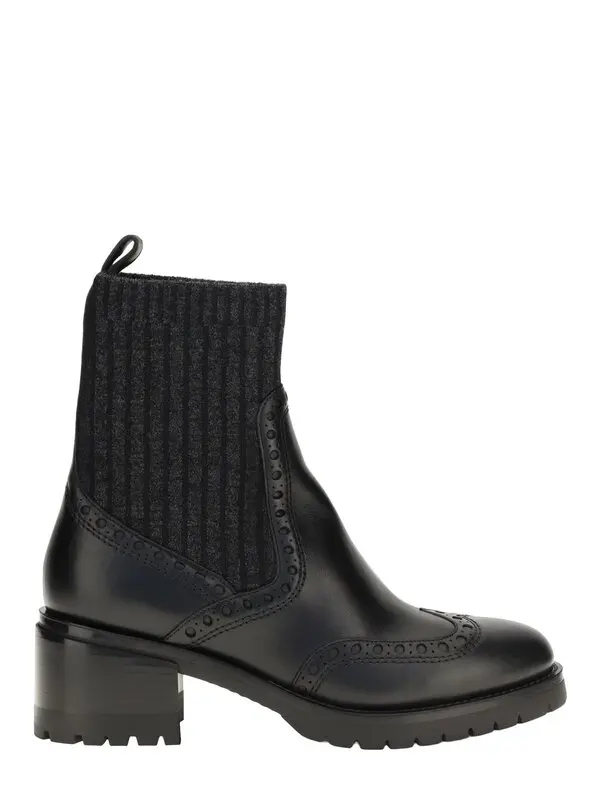 Santoni Ferret Leather Ankle Boots - Black