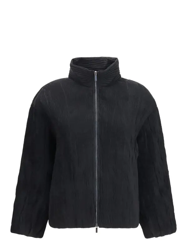 GONGDID DESIGN Striped Padded Short Jacket - Black