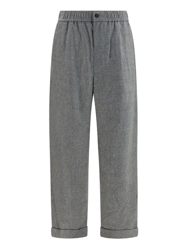 Giorgio Armani Wool & Cashmere Wide-leg Pants With Denim Effect - Grey