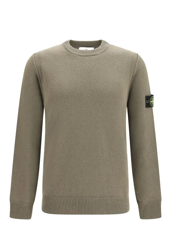Stone Island Sweater Crewneck With Logo Patch On The Sleeve Ale - Green