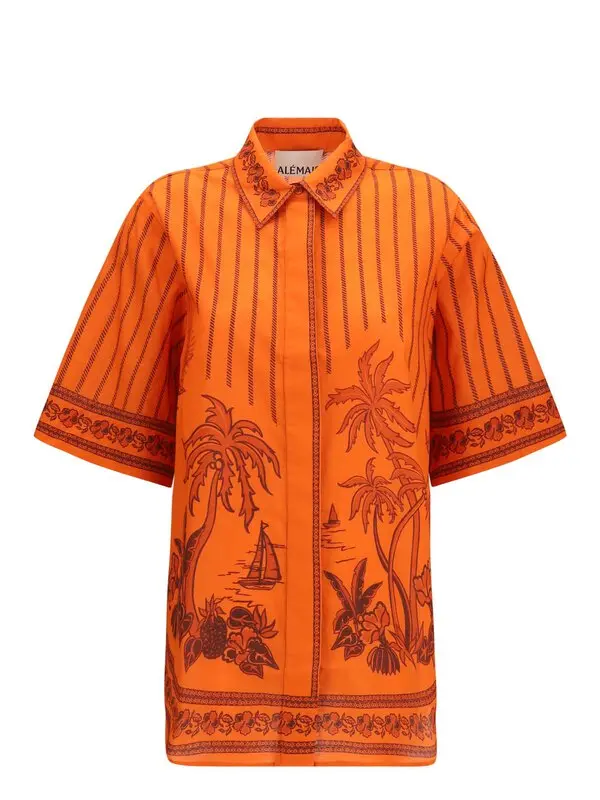 ALEMAIS Oversized Printed Shirt - Orange