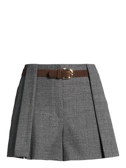 Sandro Belted High-waisted Wool Blend Shorts - Grey
