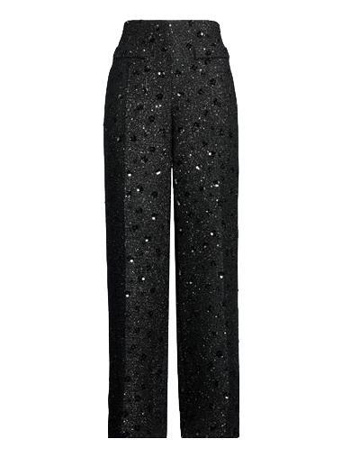 Sandro Tweed Wide-leg Pants With Sequins - Black