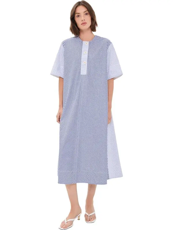 LEE MATHEWS Ivy Stripe Shirt Dress - Navy