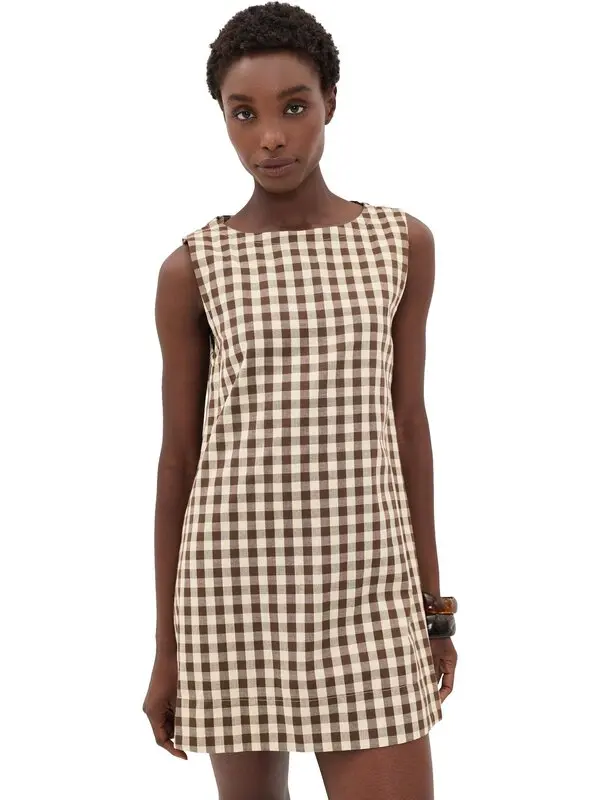 VRG GRL Aftersun Mini Dress - Brown Check
