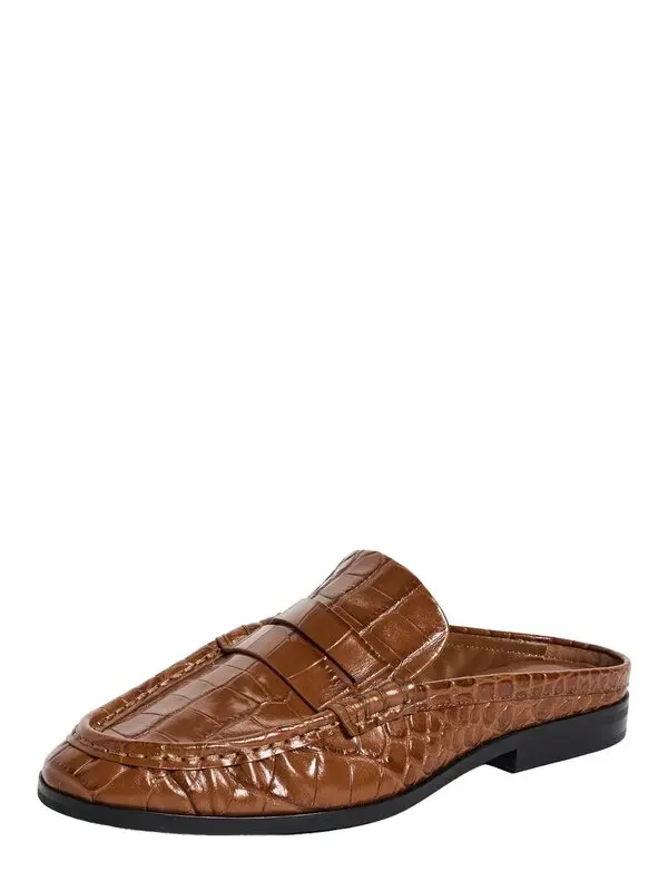 Simkhai Dean Embossed Leather Loafer Mules - Saddle