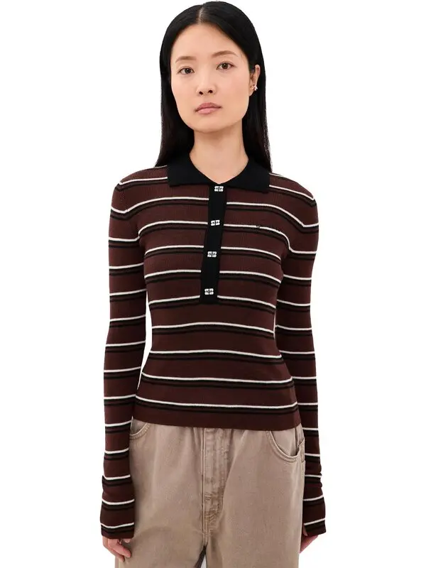 GANNI Mini Ribbed Merino Polo - Multicolour