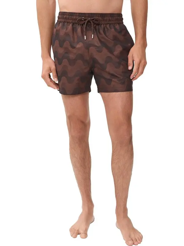 Frescobol Carioca Rio Sport Copacabana Jacquard Swim Trunks - Cacao