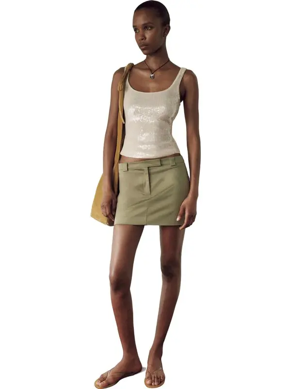 REFORMATION Romee Mini Skirt - Green