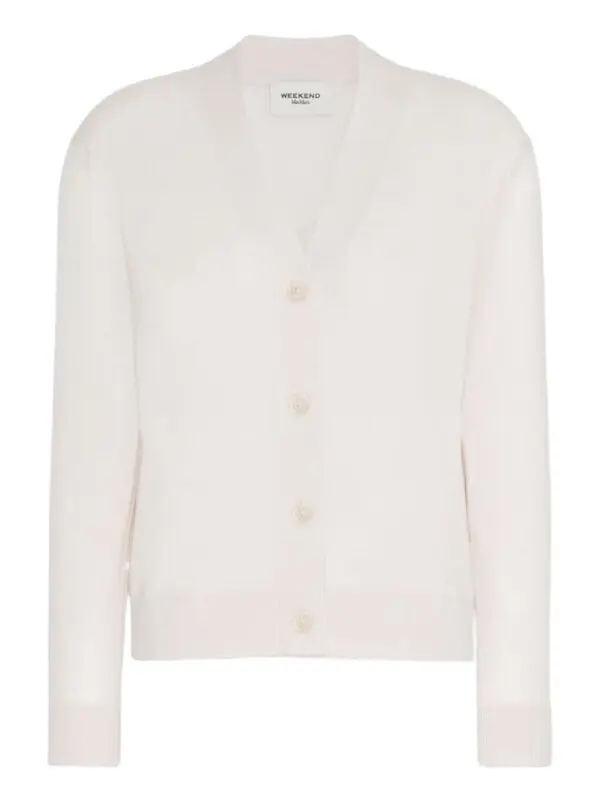 Max Mara V-neck Wool, Silk And Cashmere Cardigan - Ivory