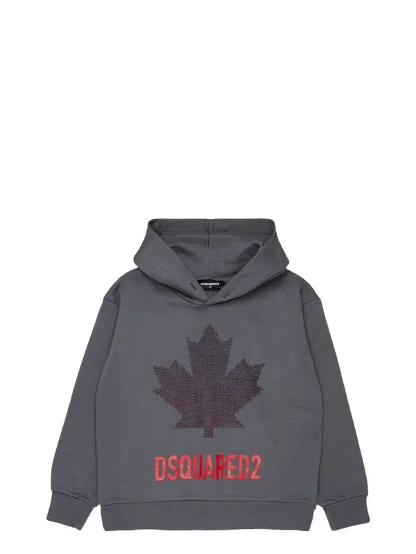 Dsquared2 Maple Leaf Print Hoodie - Anthracite Gray