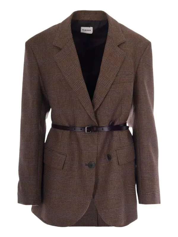 P.a.r.o.s.h Riley Plaid Double-breasted Blazer - Brown