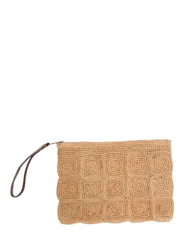 IBELIV Tanala Zipped Clutch Bag With Leather Handle - Tea
