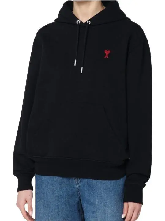 AMI Paris De Coeur Embroidered Hoodie - Black