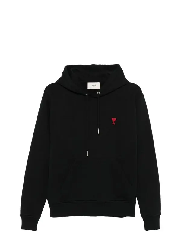 AMI Paris De Coeur Embroidered Hoodie - Black