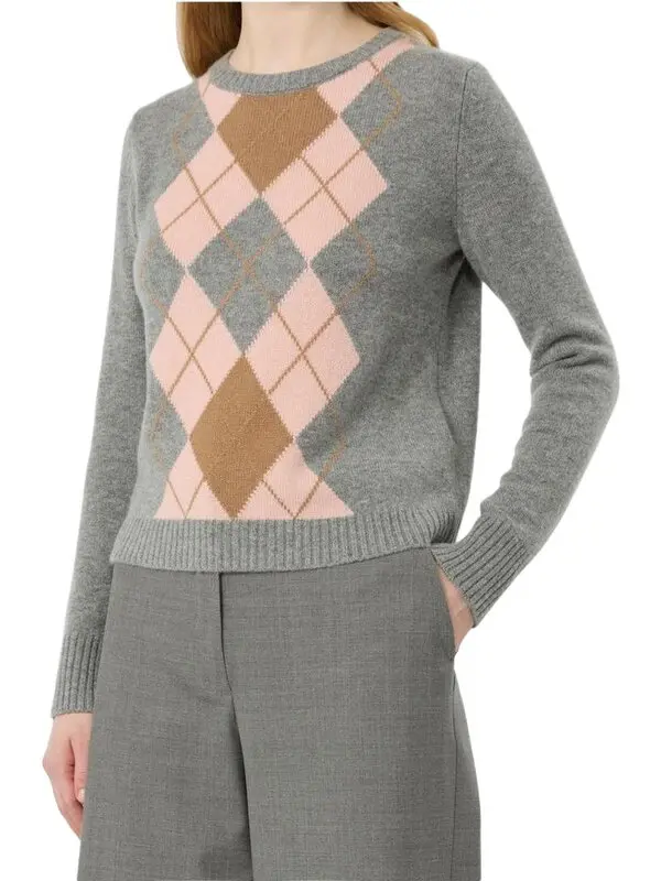 Max Mara Long-sleeved Crew Neck Sweater - Light Gray