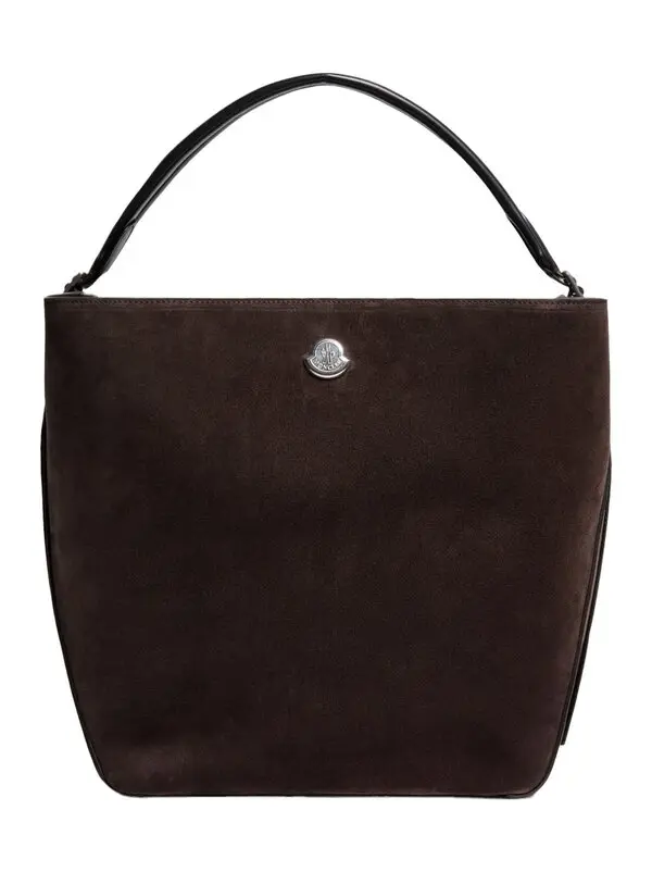 Moncler Carlo Suede Shoulder Bag - Black