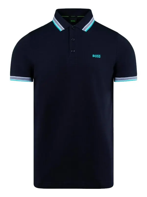 Hugo Boss Logo Embroidered Short-sleeved Polo Shirt - Black