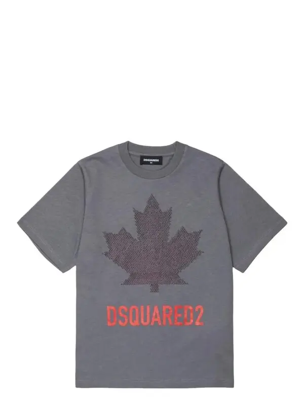 Dsquared2 Embellished Maple Leaf Logo T-shirt - Grey