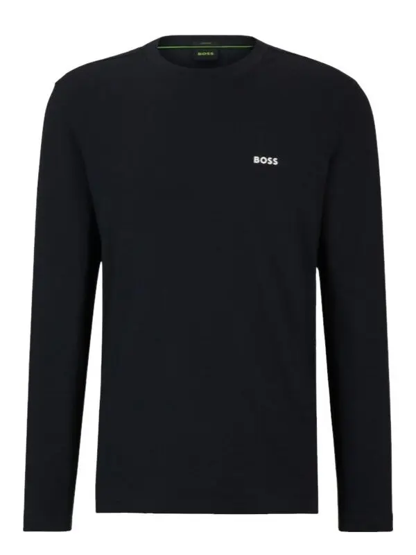 Hugo Boss Contrast-logo Stretch Long-sleeved T-shirt - Black