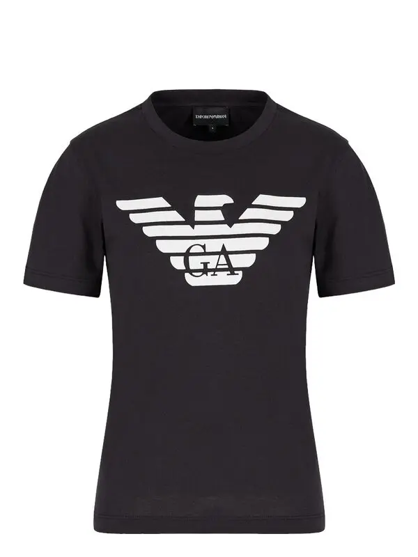 Emporio Armani Logo Print Crewneck T-shirt - Black
