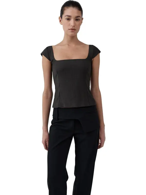 ST. AGNI Wool Cap Sleeve Top - Umber