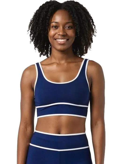 CALYPSA Longline Swim Bra Two-toned Collection - Navy & White